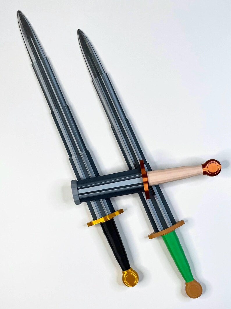 3D Printed Retractable Medieval Sword - GRAY SHINY BLADE - Customizable ...