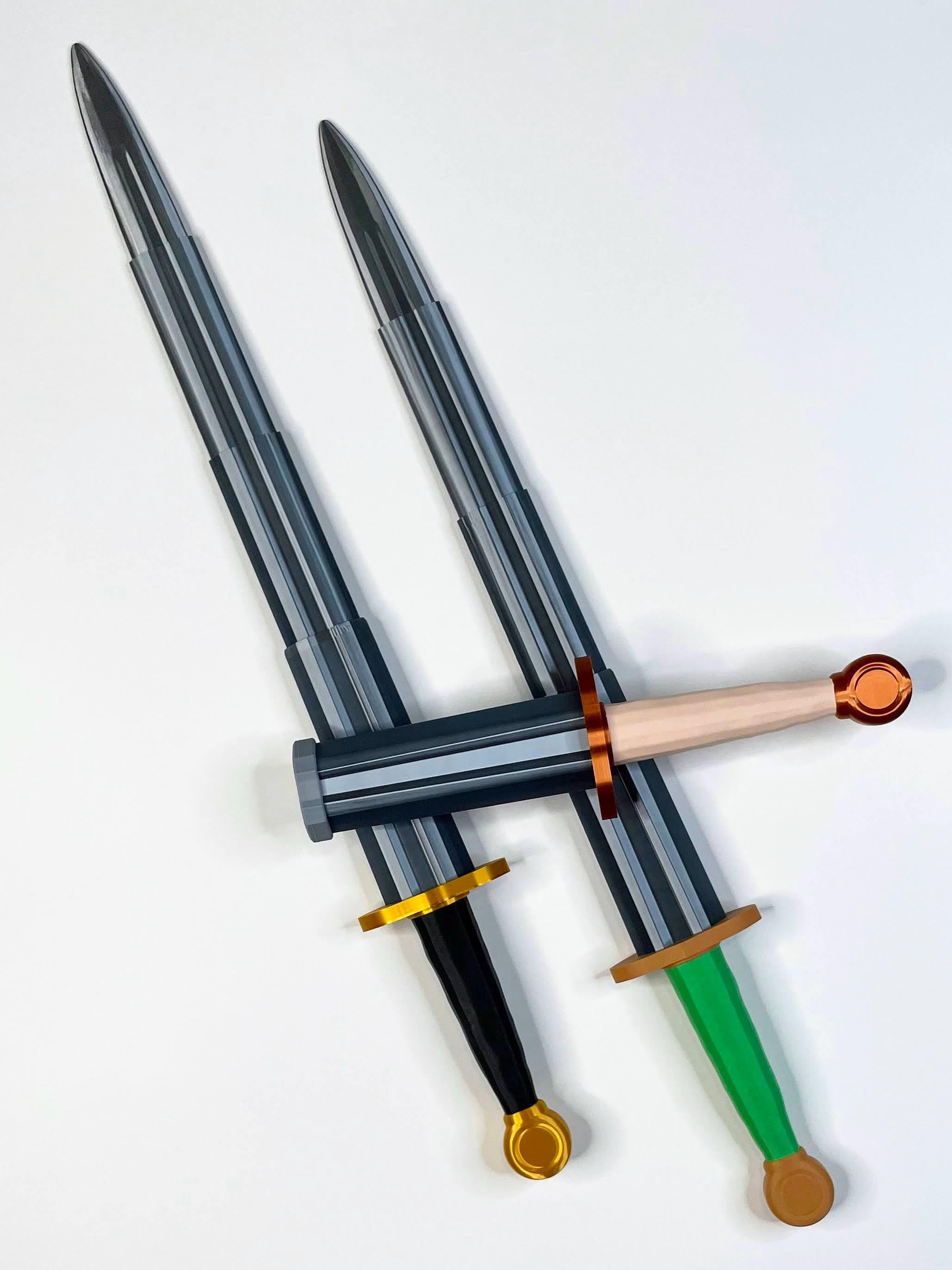3D Printed Retractable Medieval Sword - GRAY SHINY BLADE - Customizable ...