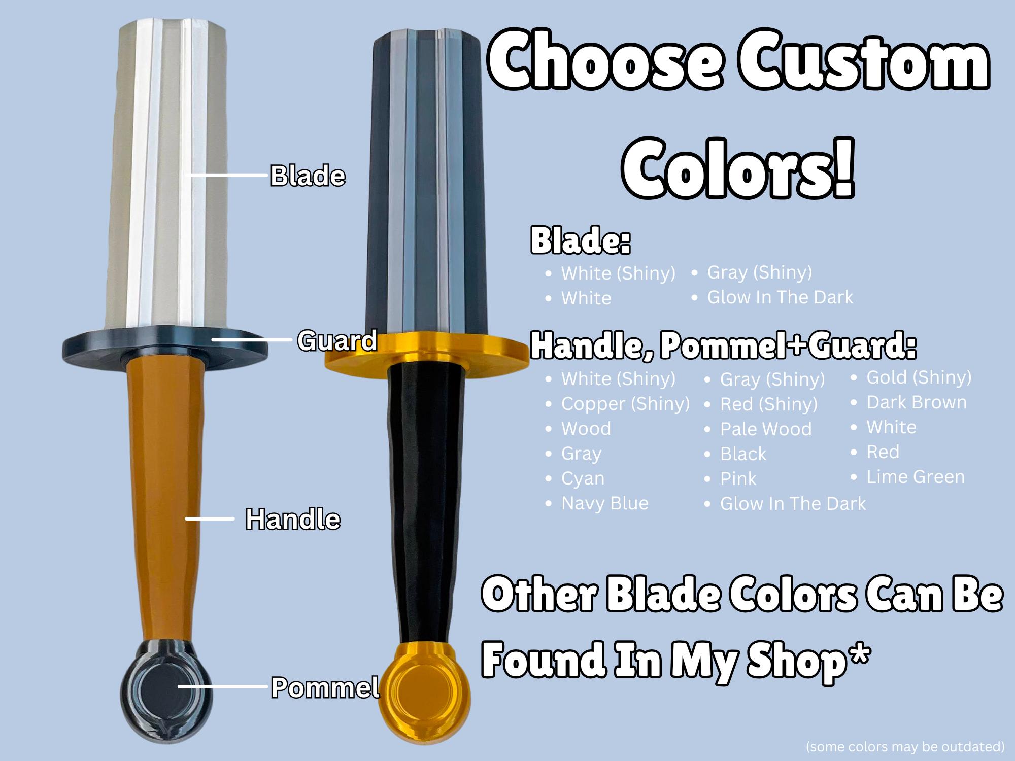 3D Printed Retractable Medieval Sword - GRAY SHINY BLADE - Customizable ...