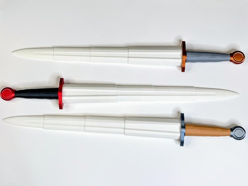 3D Printed Retractable Medieval Sword - MATTE WHITE BLADE ...