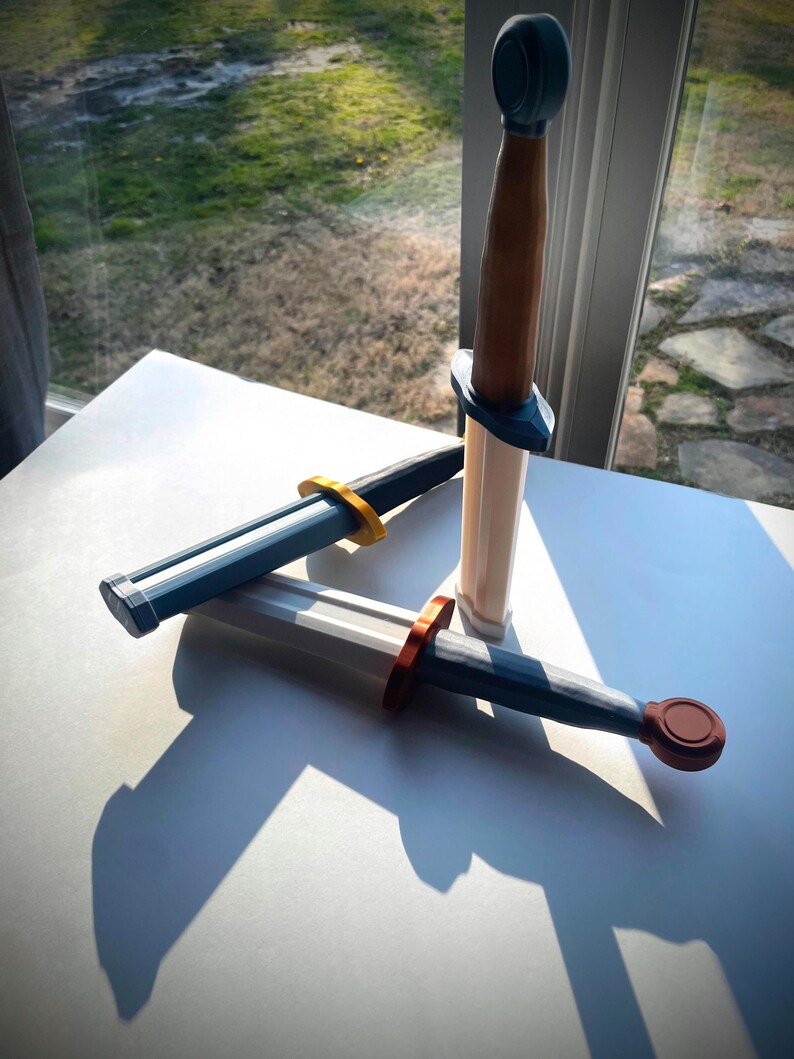 3D Printed Retractable Medieval Sword - GRAY SHINY BLADE - Customizable ...