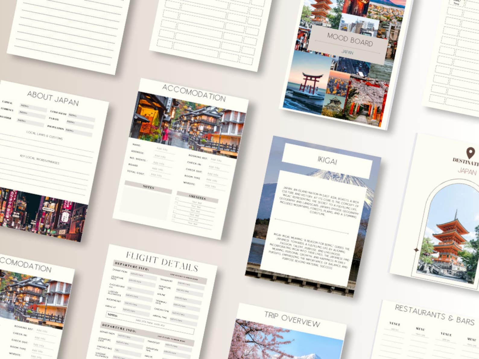 Japan Travel Itinerary Template - Etsy