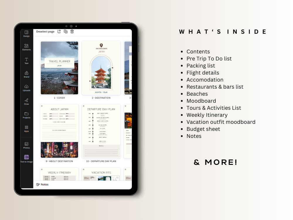 Japan Travel Itinerary Template - Etsy