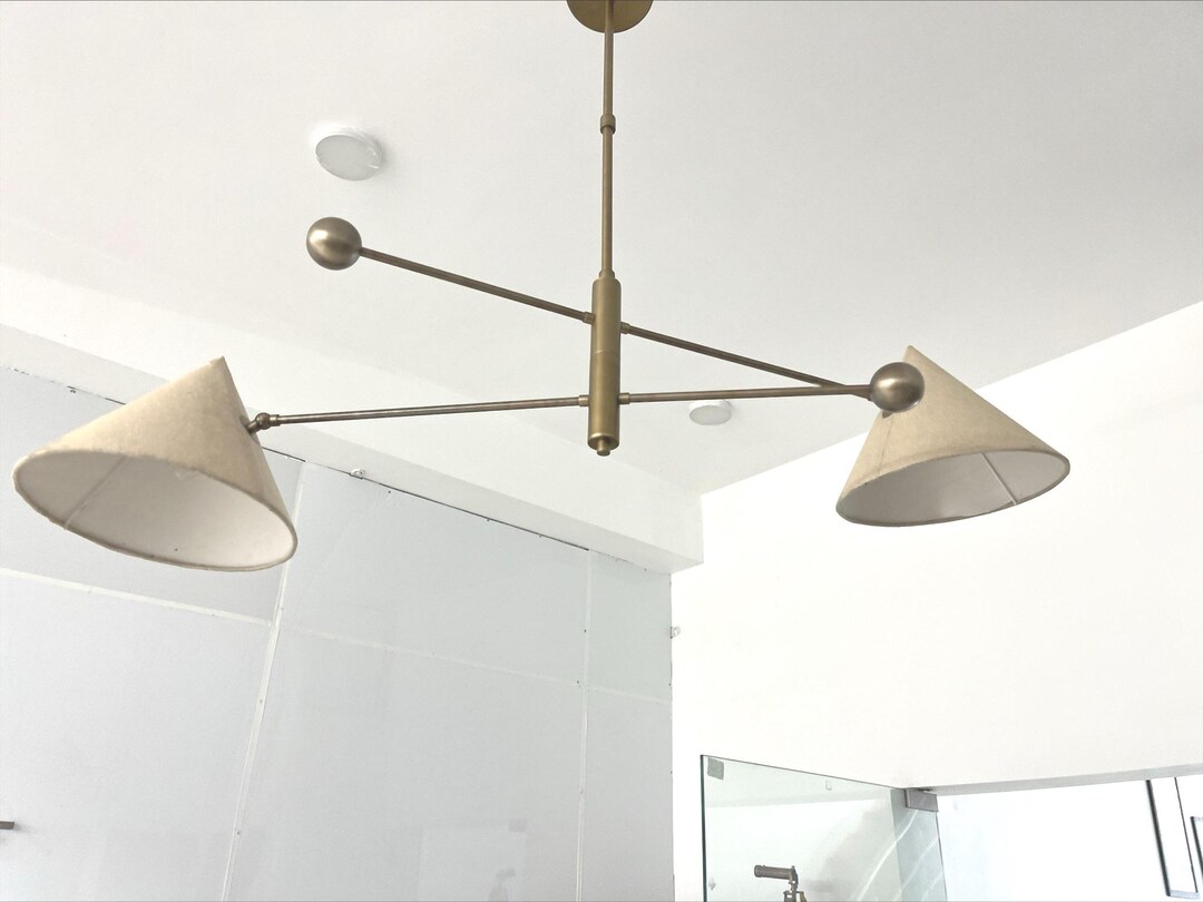 2 Fabric Shade Sputnik Light Designer Linear Chandelier Lights Fixture ...