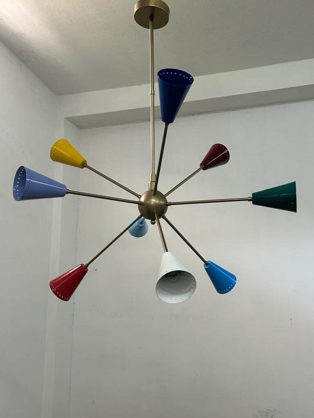 8 Multi Color Cone Shade Metal Big Sputnik Chandelier Light - Etsy