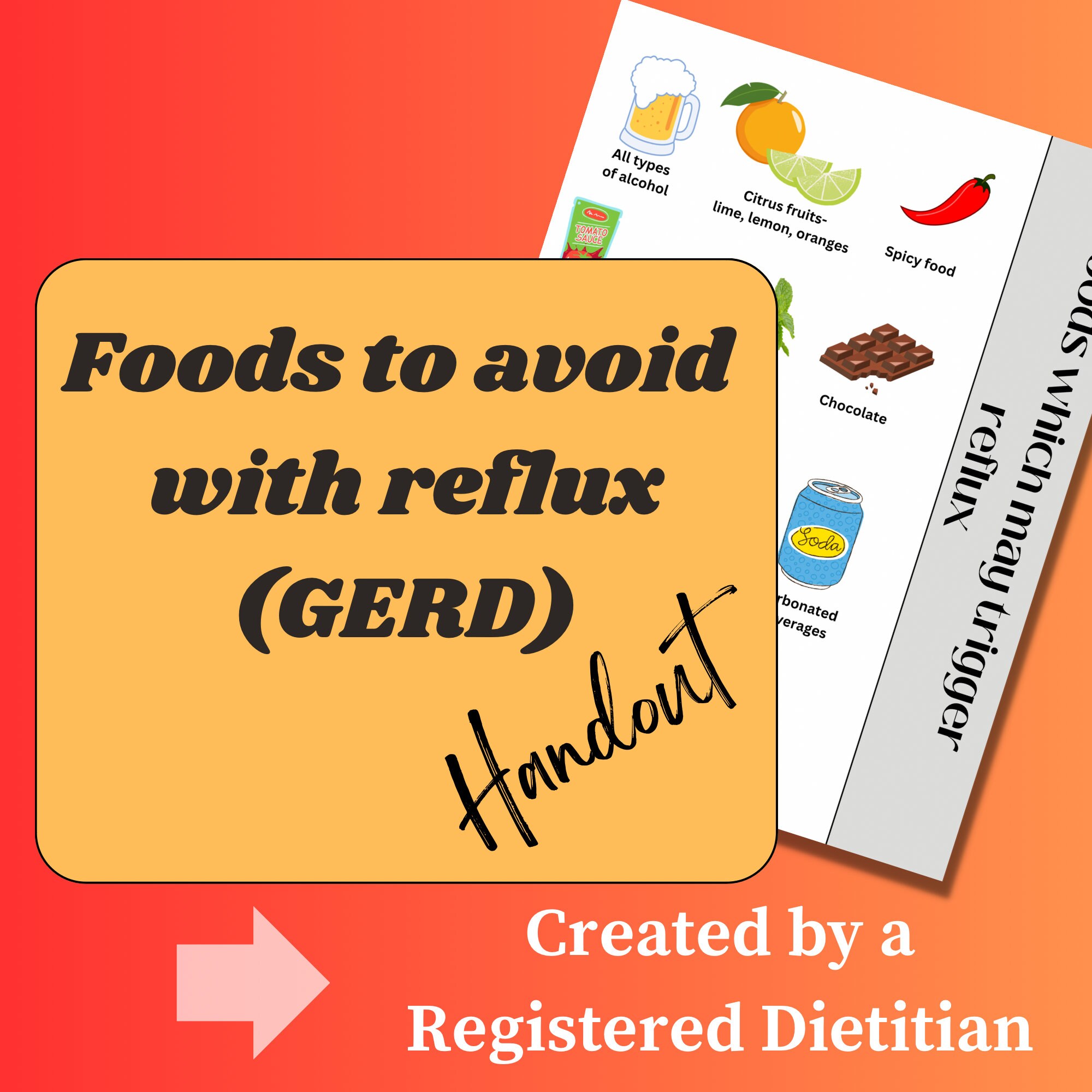 Nutrition Handout- Foods to Avoid With GERD - Etsy