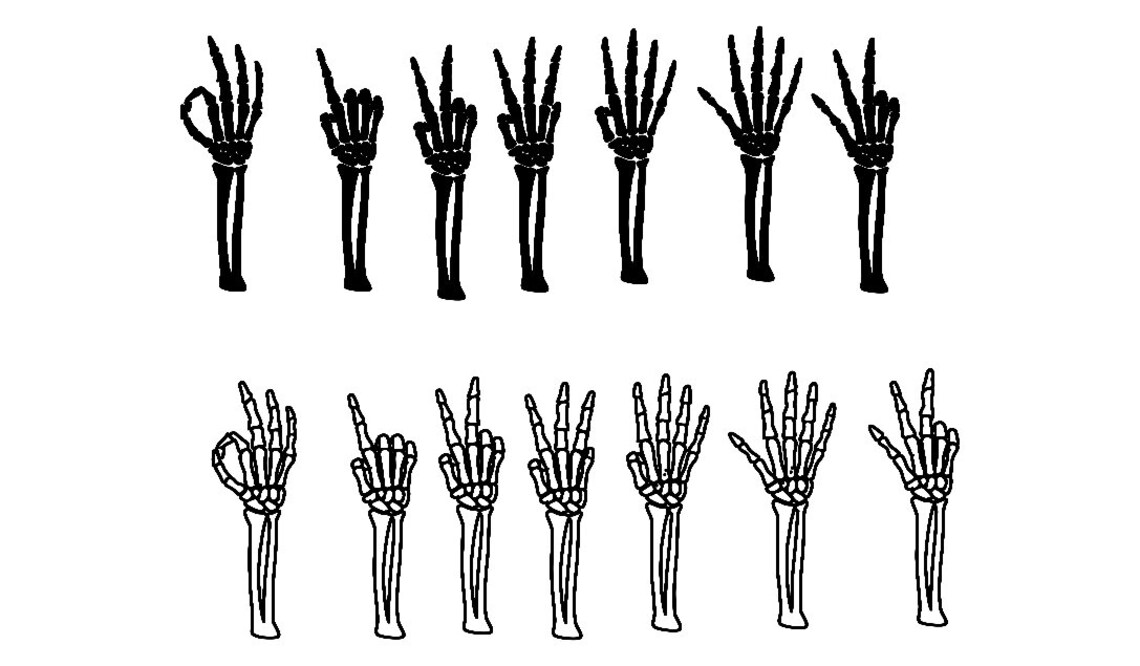 Skeleton Right Hand Numbers - Etsy