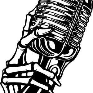 Skeleton Hand, Old School Microphone - Etsy