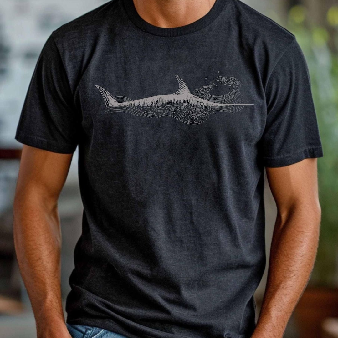 Ocean Fish T-shirt, Marlin T-shirt, Outdoor Fish Tshirt, Nature Men ...