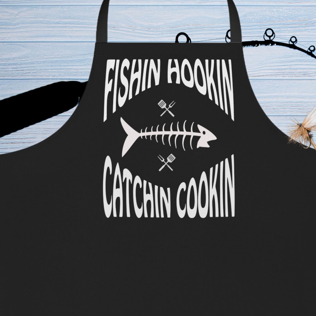 Cool Fish Bone Design Apron for Him, Gift for Fisherman, Grilling Chef ...