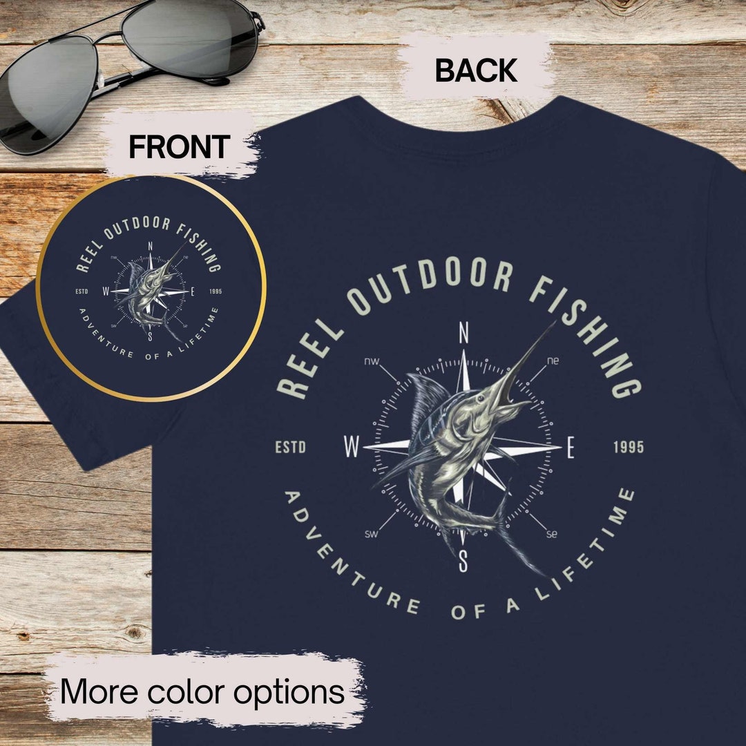 Compass With Swordfish Prints on Front Pocket and Back Tshirt, Sword ...