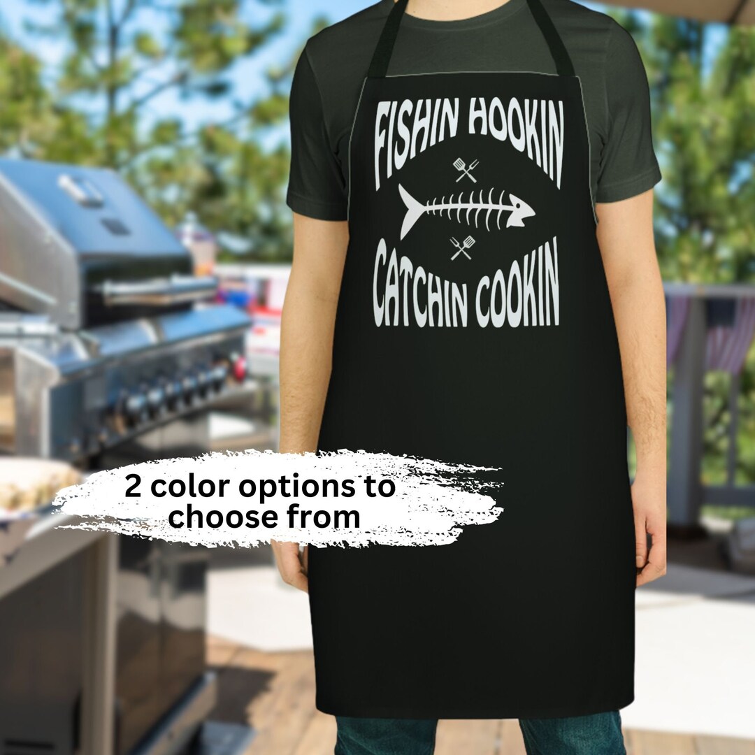 Black or White Fish Apron for Him Gift for Fisherman Grilling Chef ...