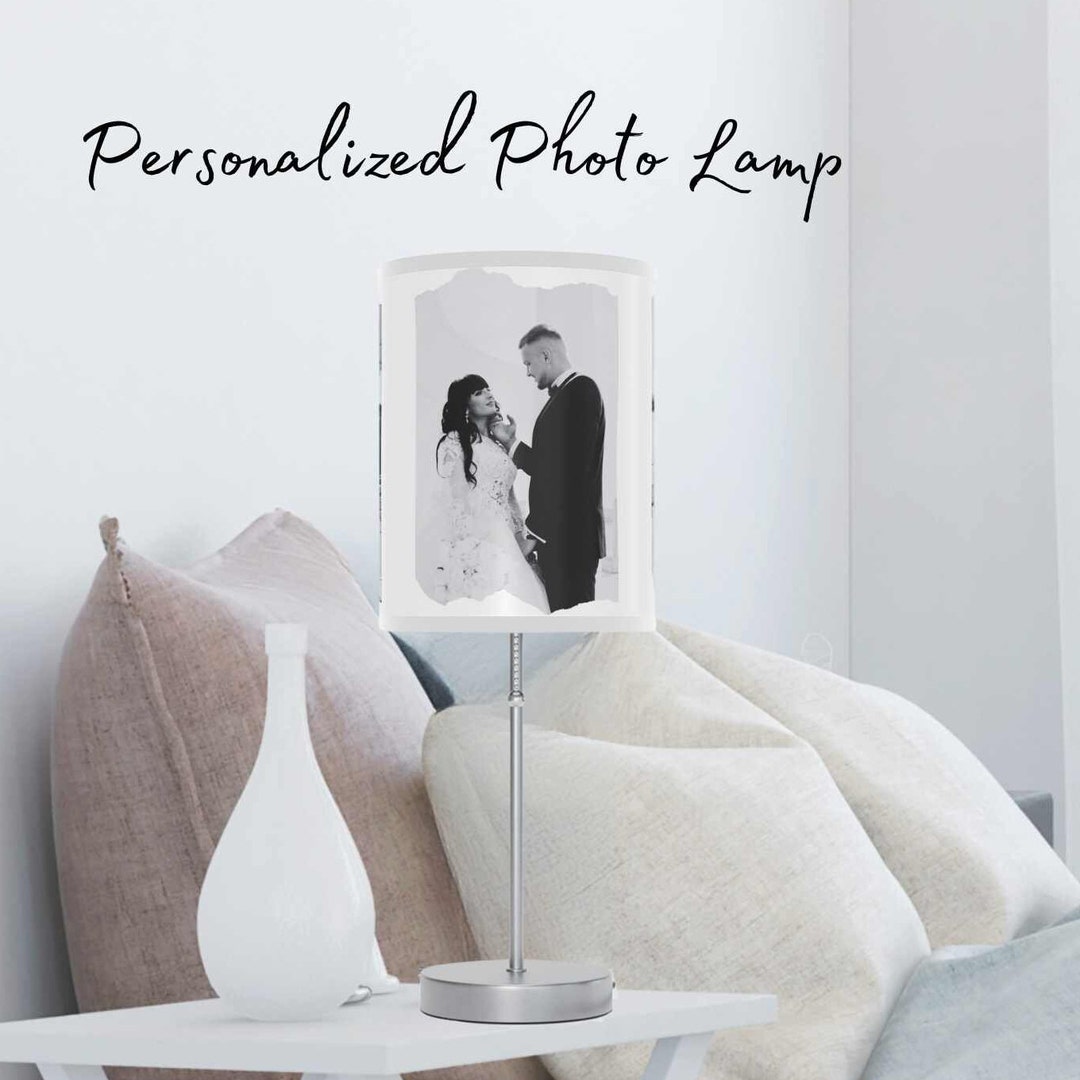 Personalize Photo Bedroom Table Lamp Stand for Newlywed, Anniversary ...