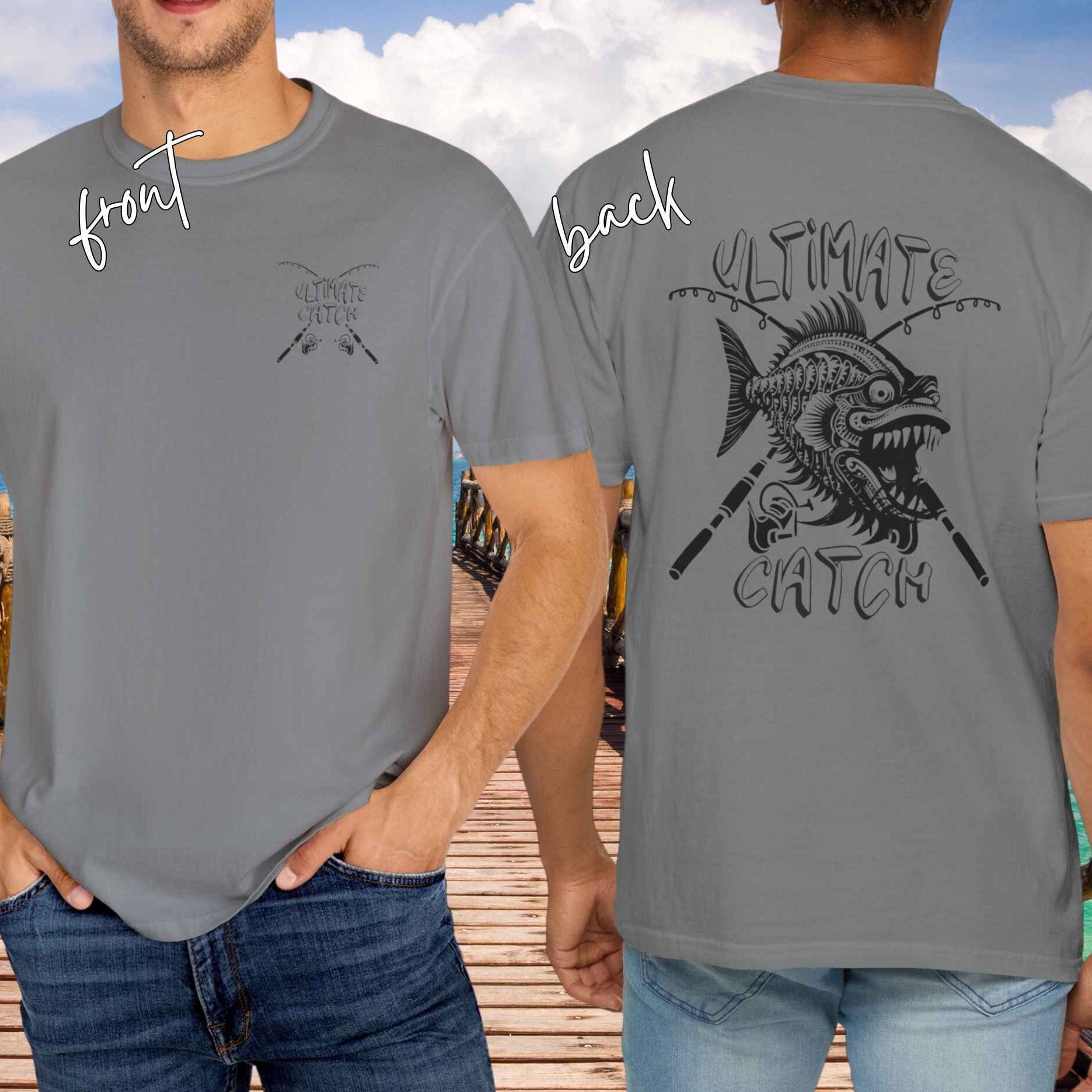 Ultimate Catch Fisherman Tshirt, Fishing Rods With Skeleton Deep Sea ...