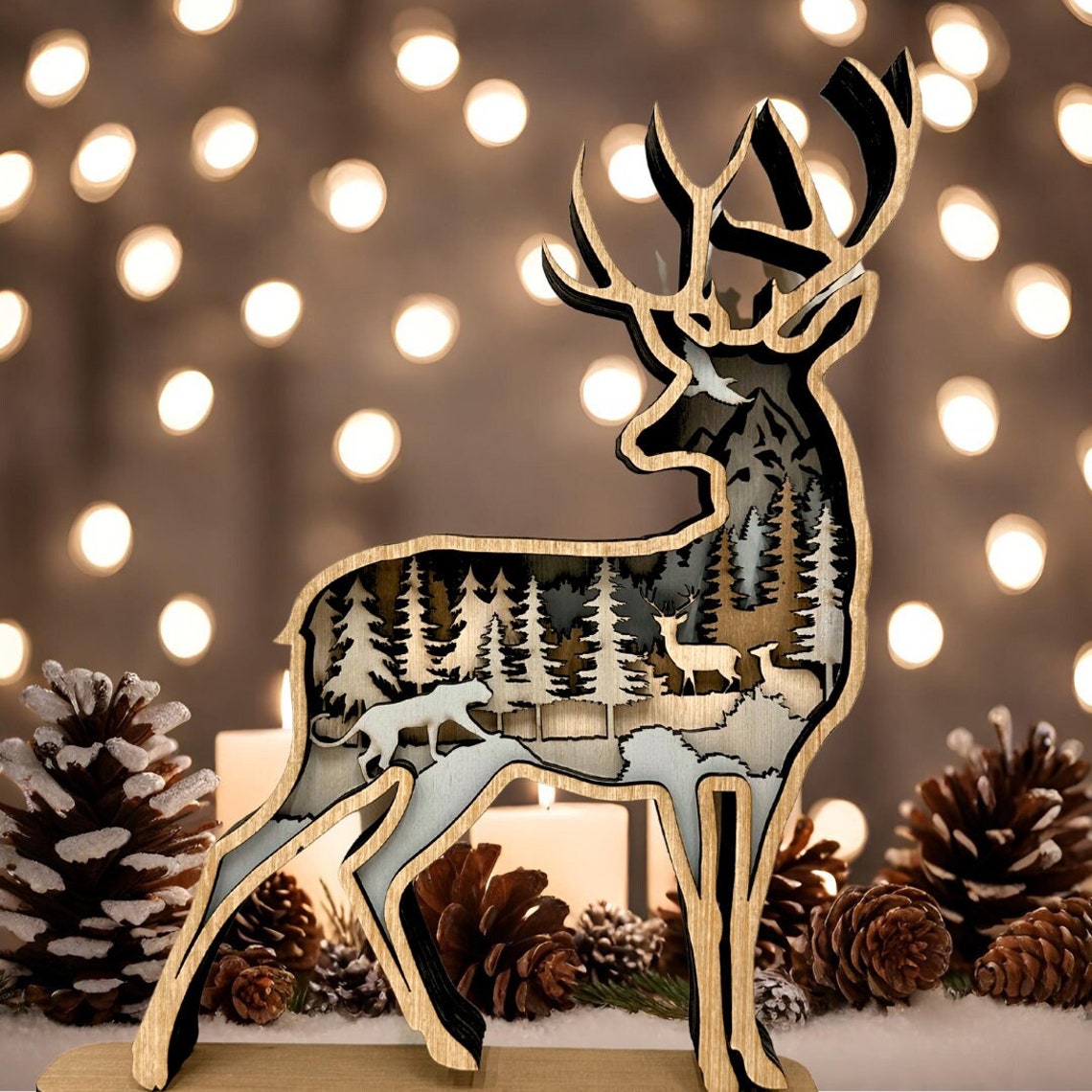 Deer Multi-layer 3D Display Art - Etsy