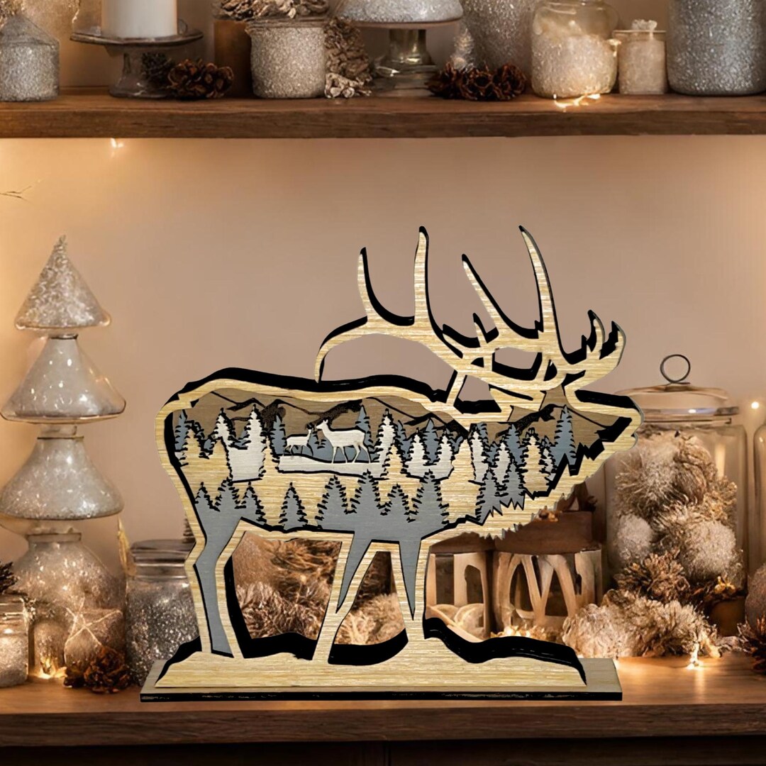 Elk Multi-layer 3D Display Art "2 Sizes Available Select Before Adding ...