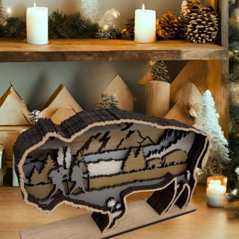 Buffalo "bison" Multi-layer 3D Display Art "2 Sizes Available Select ...