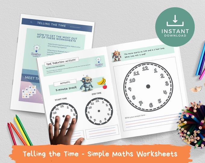 Learn to Tell Time Kids Clock Learning Activities Time Practice PDF ...
