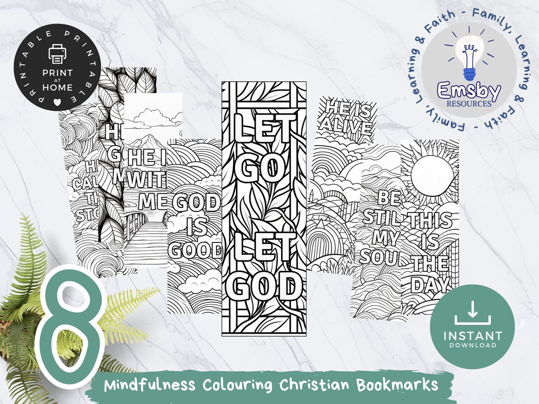 8 Christian Colouring Bookmark Instant Download PDF - Etsy