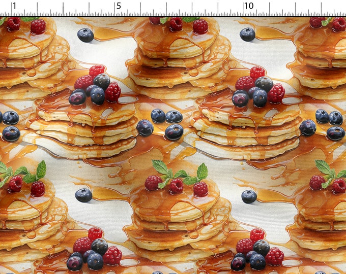 Pancakes Fabric Pancakes on Grey by Littlearrowdesign Grey Breakfast ...