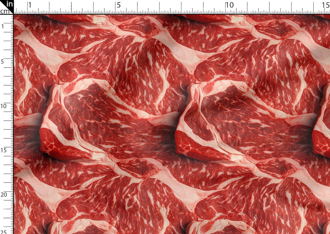 Fresh Meat - Meat Printed Fabric Meat Cotton Linen Silk Fabric - Fabric ...