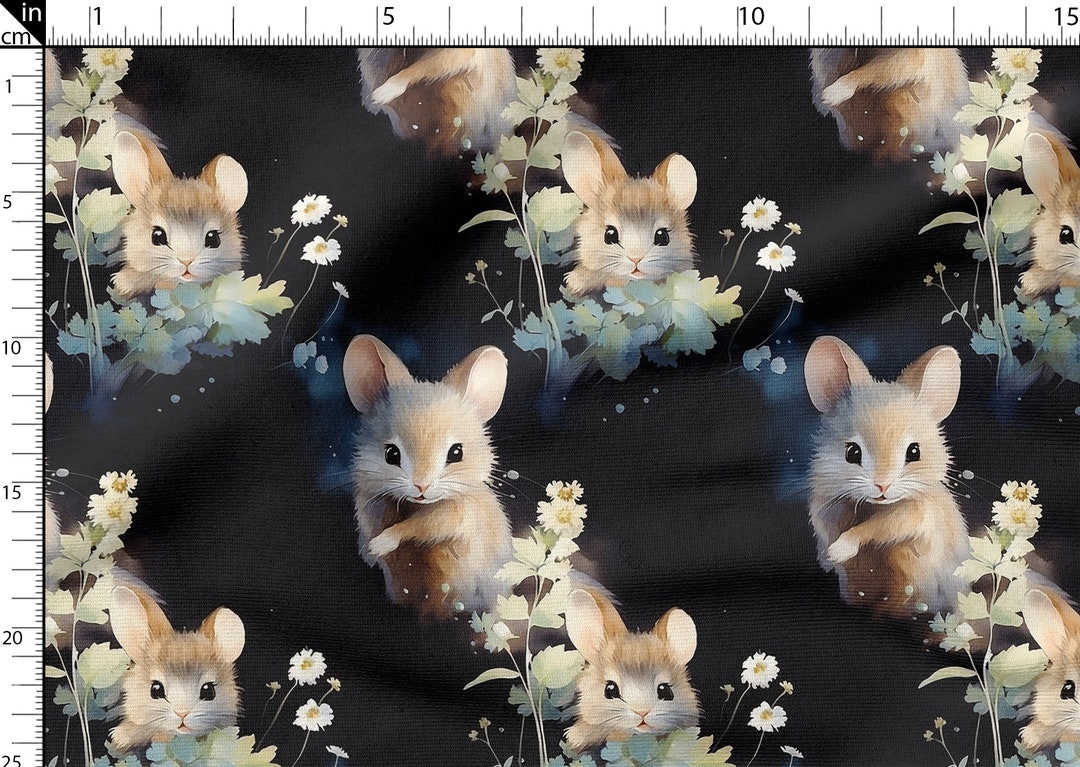 Cute Mouse Fabric - Mouse in the Garden Printed Fabric, Friends Cotton ...