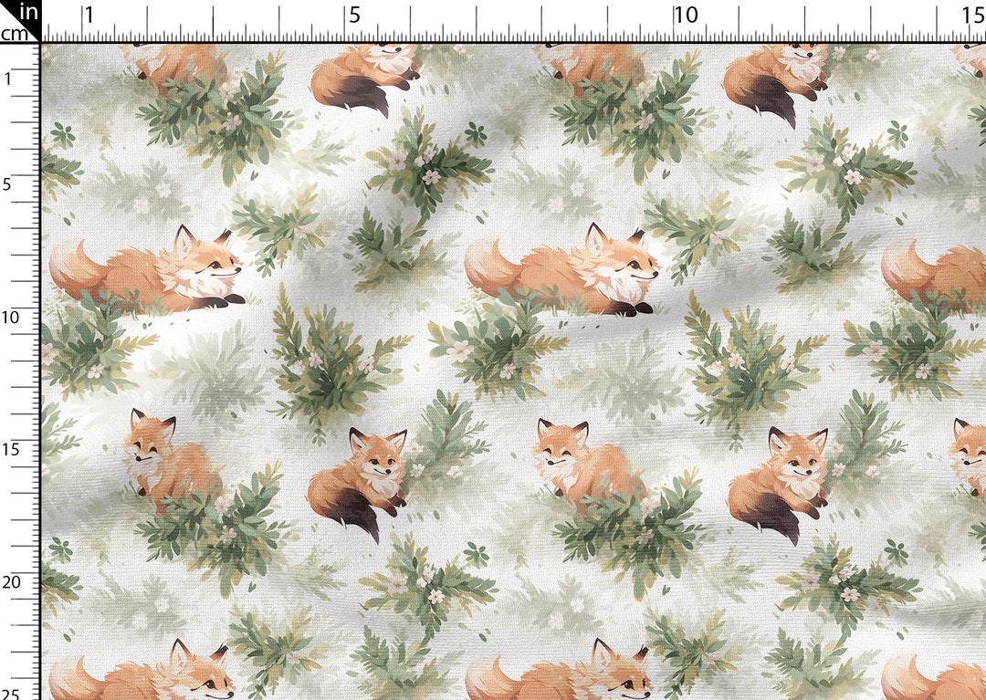 Happy Fox Fabric - Fox in the Garden Printed Fabric, Friends Cotton ...