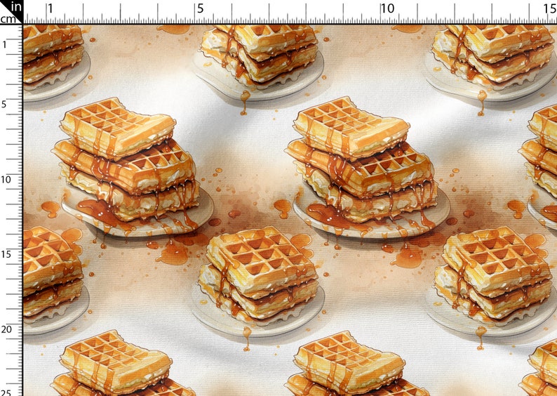 Waffles Fabric - Waffles Printed Fabric Waffles Cotton Linen Silk ...