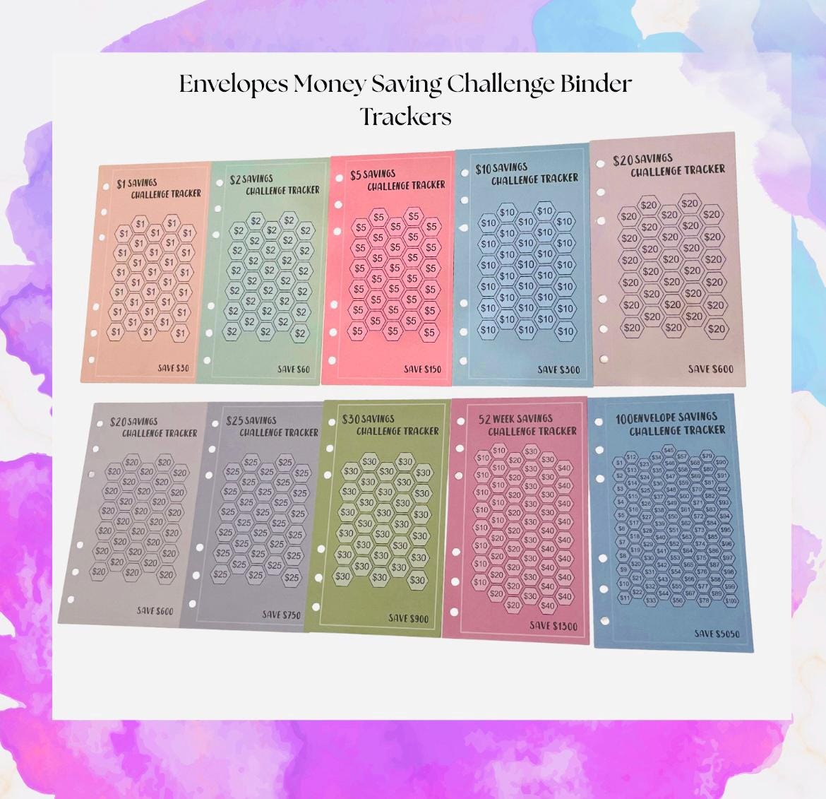 Money Saving Challenge Binder, Cash Tracker Sheets for 6 Ring A6 ...