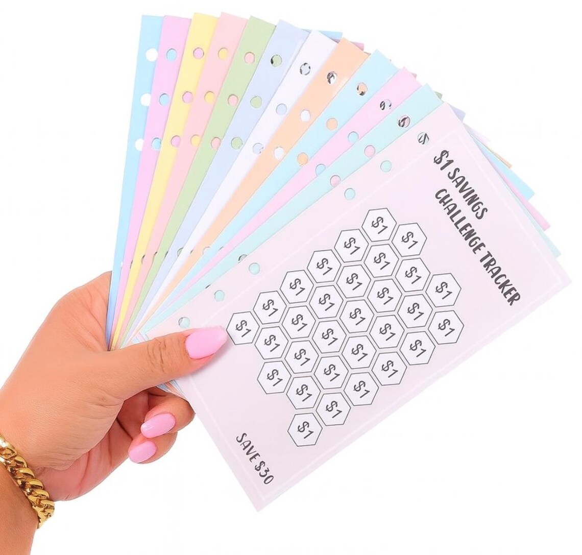 Money Saving Challenge Binder, Cash Tracker Sheets for 6 Ring A6 ...