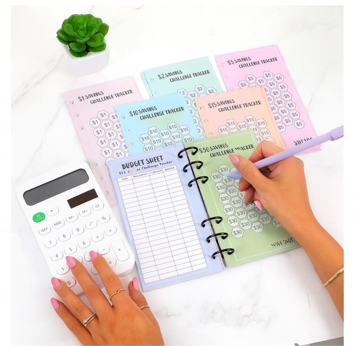 Money Saving Challenge Binder, Cash Tracker Sheets for 6 Ring A6 ...
