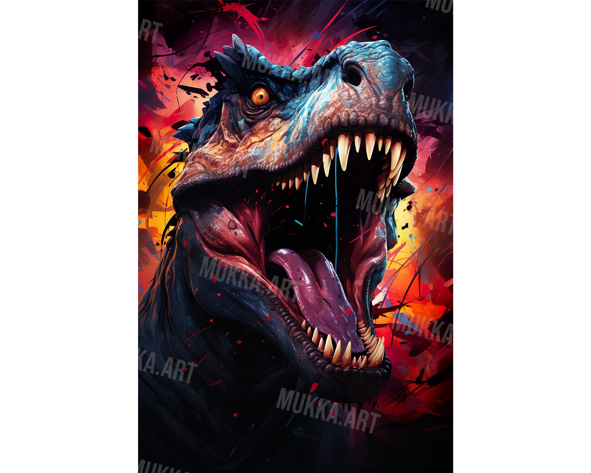 Colorful Tyrannosaurus Rex Poster Modern Design Print High - Etsy