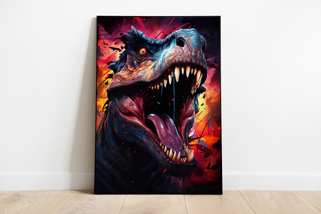 Colorful Tyrannosaurus Rex Poster Modern Design Print High - Etsy