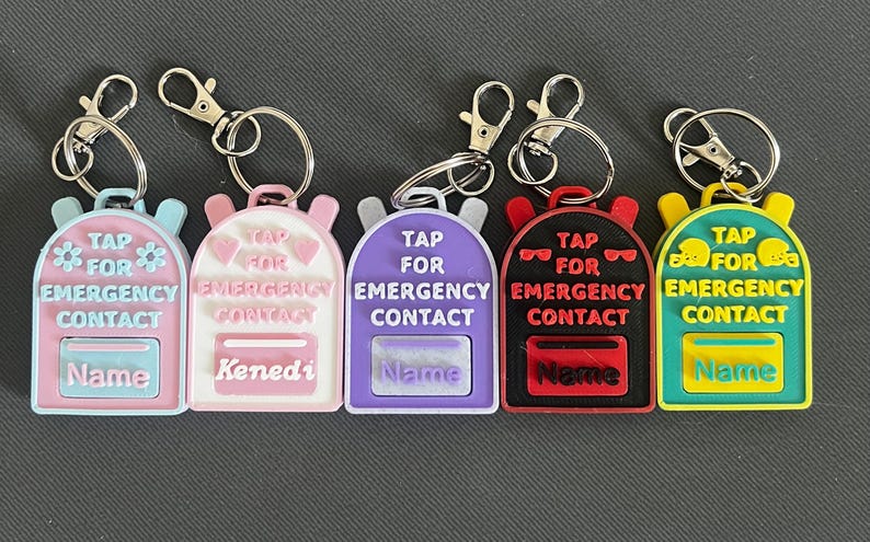 Emergency Contact NFC Keychain - 3D Printed Backpack Tag for Kids - Etsy