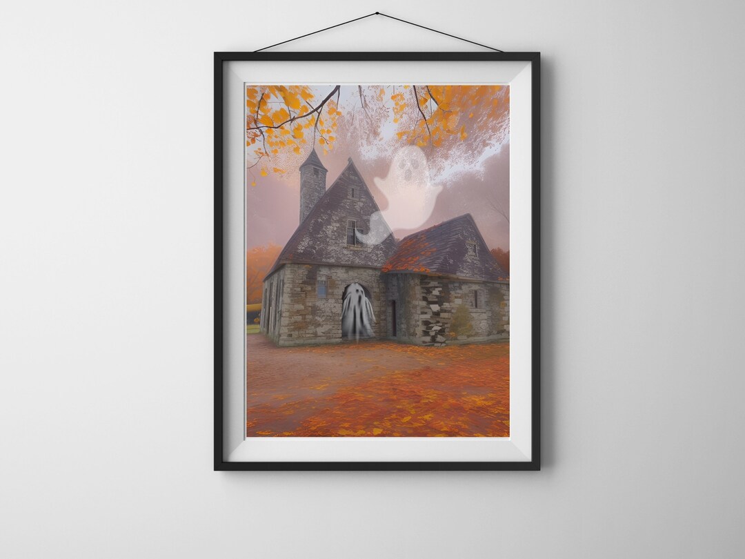 Spooky Ghost in Irish Castle Halloween Wall Art - Printabale Halloween ...