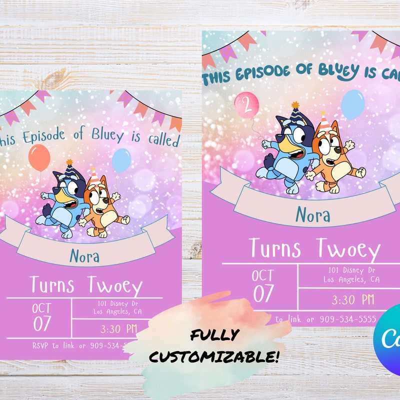 Bluey Invitation for Girl - Etsy