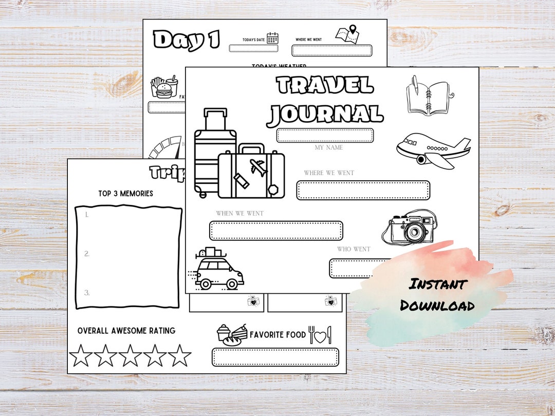 Travel Journal for Kid's Printable Digital File - Etsy