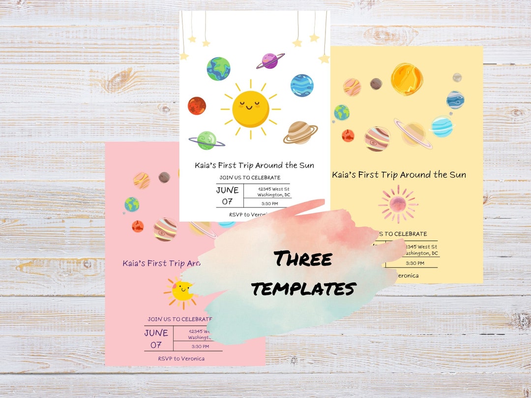 First Year Around the Sun Birthday Invitation 1st Birthday Boy or Girl ...