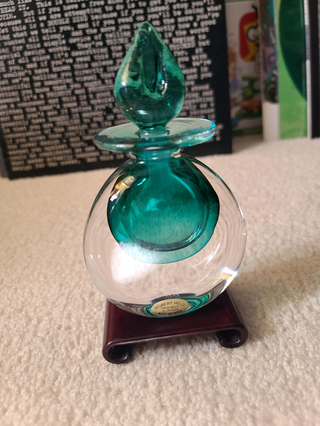 Robert Held Art Glass Perfume Bottle Signed VGC W/ Stand 5.5 RARE - Etsy