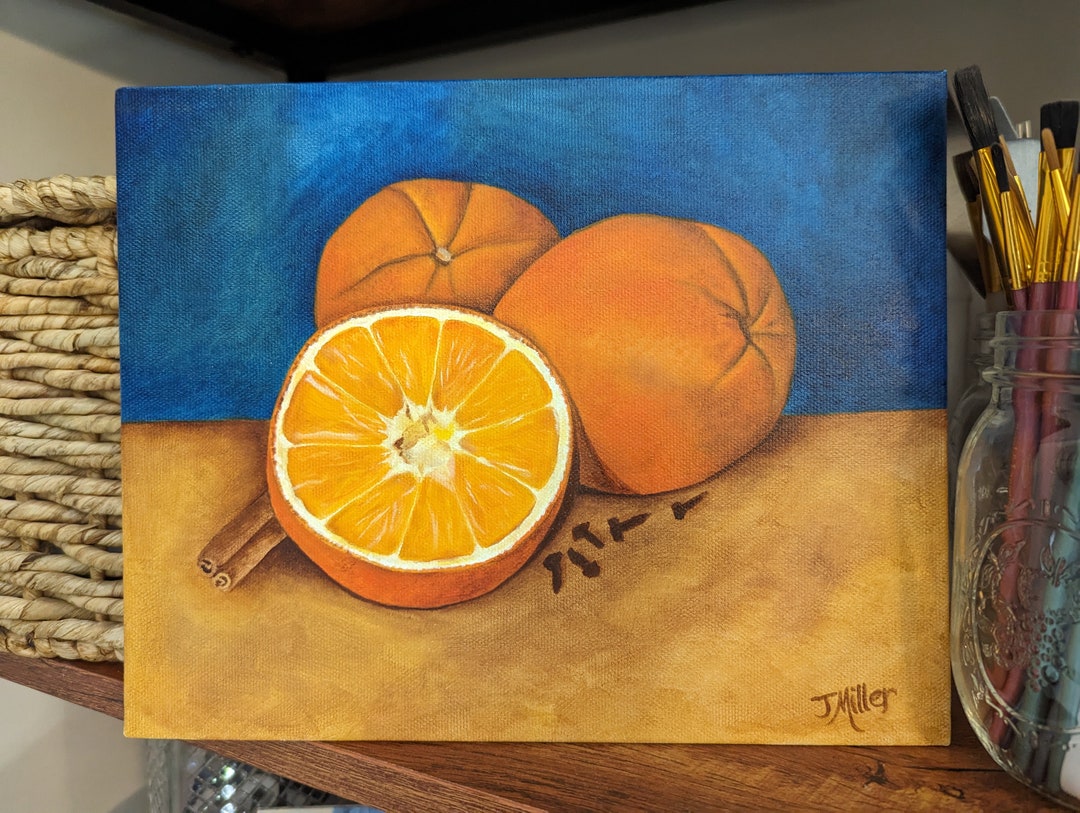 Orange, Cinnamon, Clove Still Life Painting 8x10 Oil on Canvas Panel - Etsy