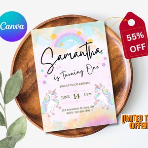 Editable Birthday Invitation, Canva Template, Kid Girls Birthday ...