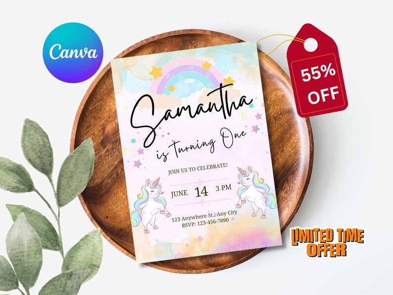 Editable Birthday Invitation, Canva Template, Kid Girls Birthday ...