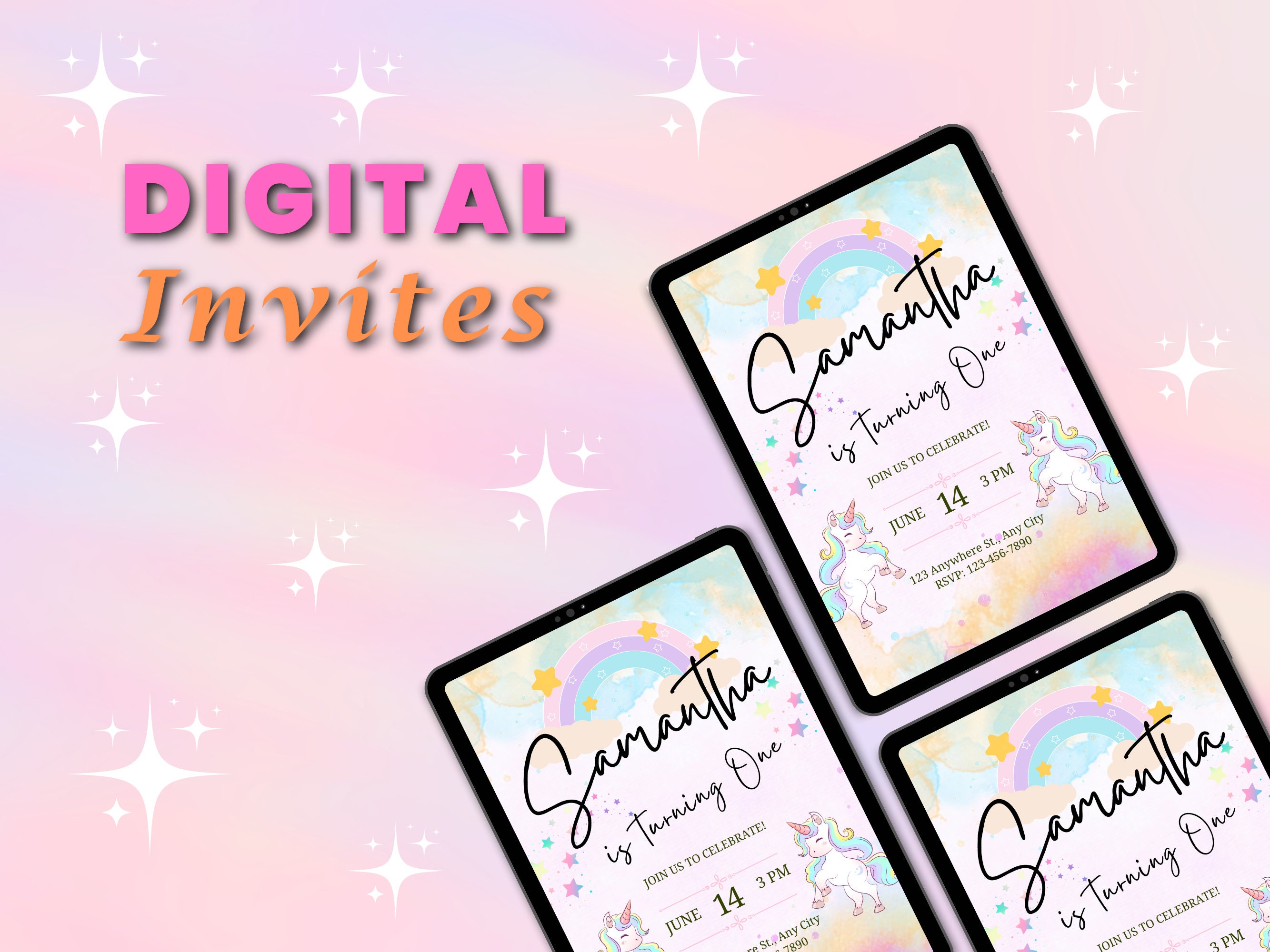 Editable Birthday Invitation, Canva Template, Kid Girls Birthday ...
