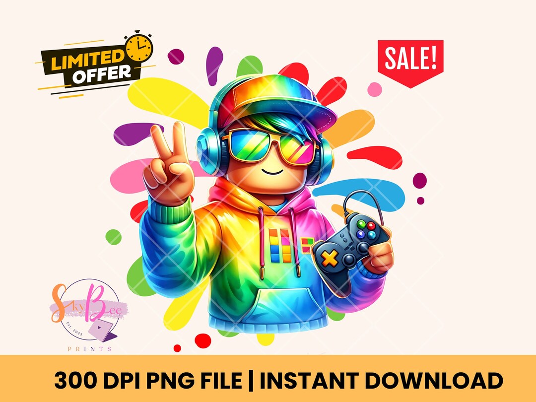 Rainbow Gamer Sublimation Design, Cute Gamer Character Clipart, Digital ...