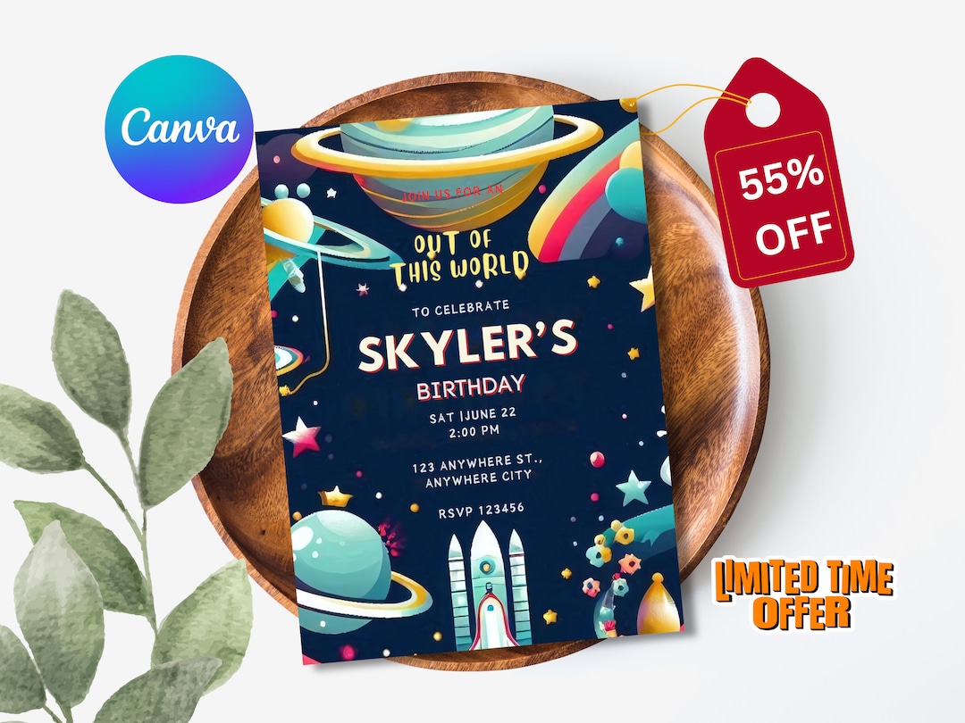 Outer Space Adventure Birthday Invitation, Customizable Birthday ...