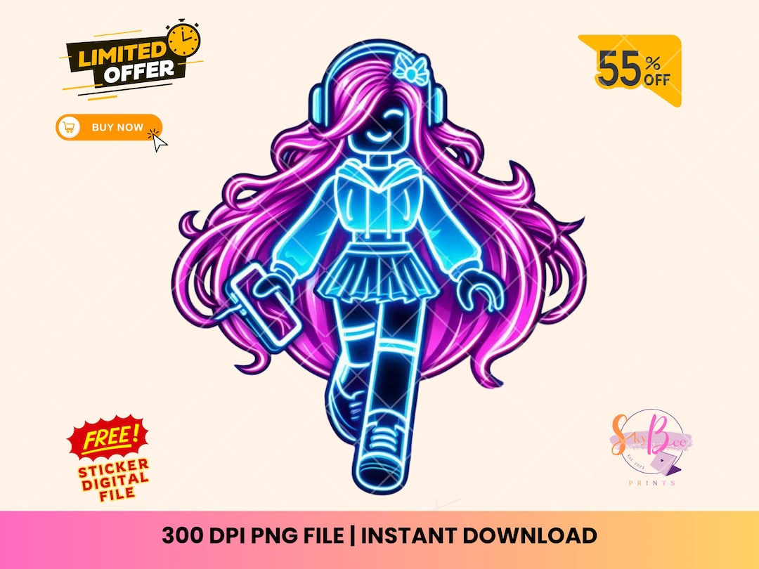 Neon Roblox Girl, Roblox Character, Sweatshirt Designs, Roblox Shirt ...