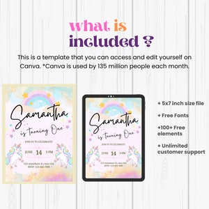 Editable Birthday Invitation, Canva Template, Kid Girls Birthday ...