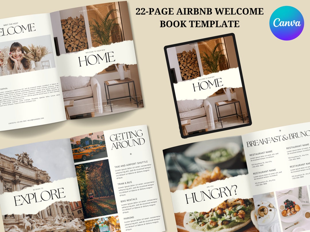 Modern Canva Airbnb Guidebook Template for Vacation Rentals House Host ...