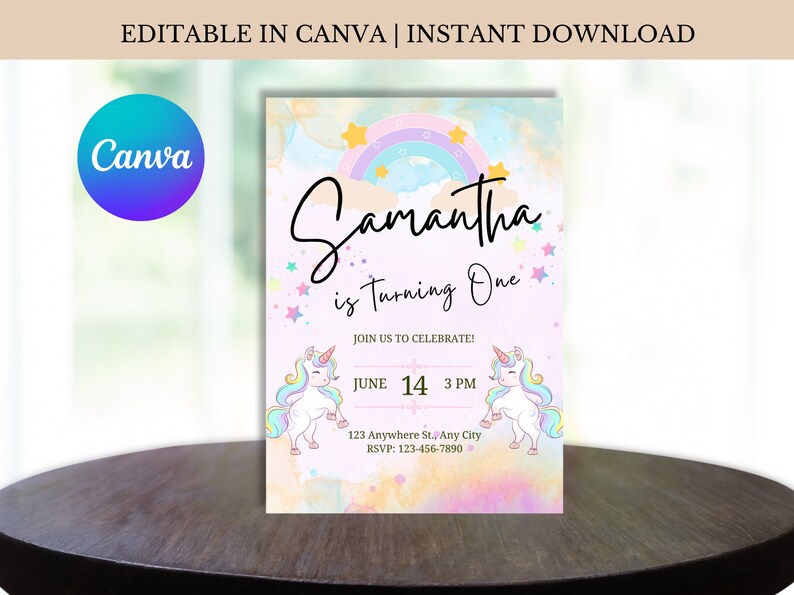 Editable Birthday Invitation, Canva Template, Kid Girls Birthday ...