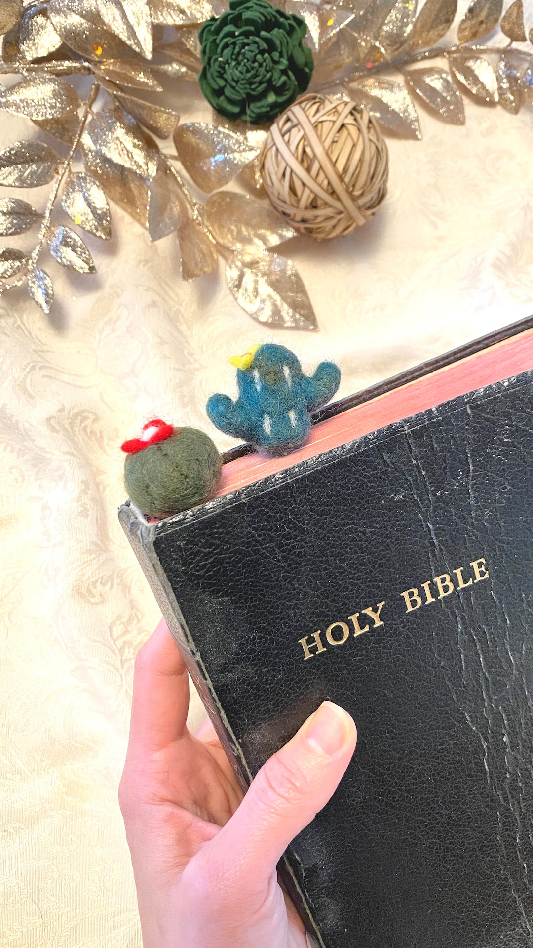 Felt Succulent Cactus Bookmark Wool Needle Felt Plants Reader Gift ...